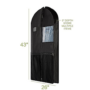 BAGYHACKS™ 43-Inch Heavy Duty Garment Bag w/Pocket for Dresses, Suits, Jackets, Shoes