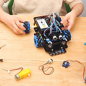 Mecanum Wheels Robot Car Kit for Arduino Mega2560 Raspberry Pi STEM Remote Controlled DIY Coding for Teens Adult