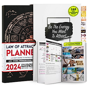 Law of Attraction Planner 2024 - Dated 2024 Planner, Hourly Planner, Daily Planner, Weekly Planner & Monthly Planner, Gratitude Journal, Positive Habit Maker, Vision Board, Stickers & Gift Box