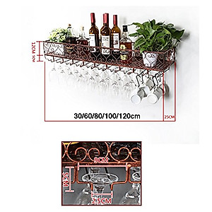Stylish Simplicity European Hanging Wine Rack Goblet Rack Creative Upside Down Wine Glass Rack Restaurant Bar Wrought Iron Rack Wall Hanging Wine Racks, PIBM, Bronze, 60 * 25cm