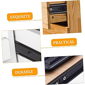 ALturN Drawer Glides,1 Pair Keyboard Track Dresser Tray L Brackets Heavy Duty Black Slides Side Under Desk Keyboard Tray Slide Out Keyboard Drawer Under Desk Slide Drawer Track Drawer Guide Rail B