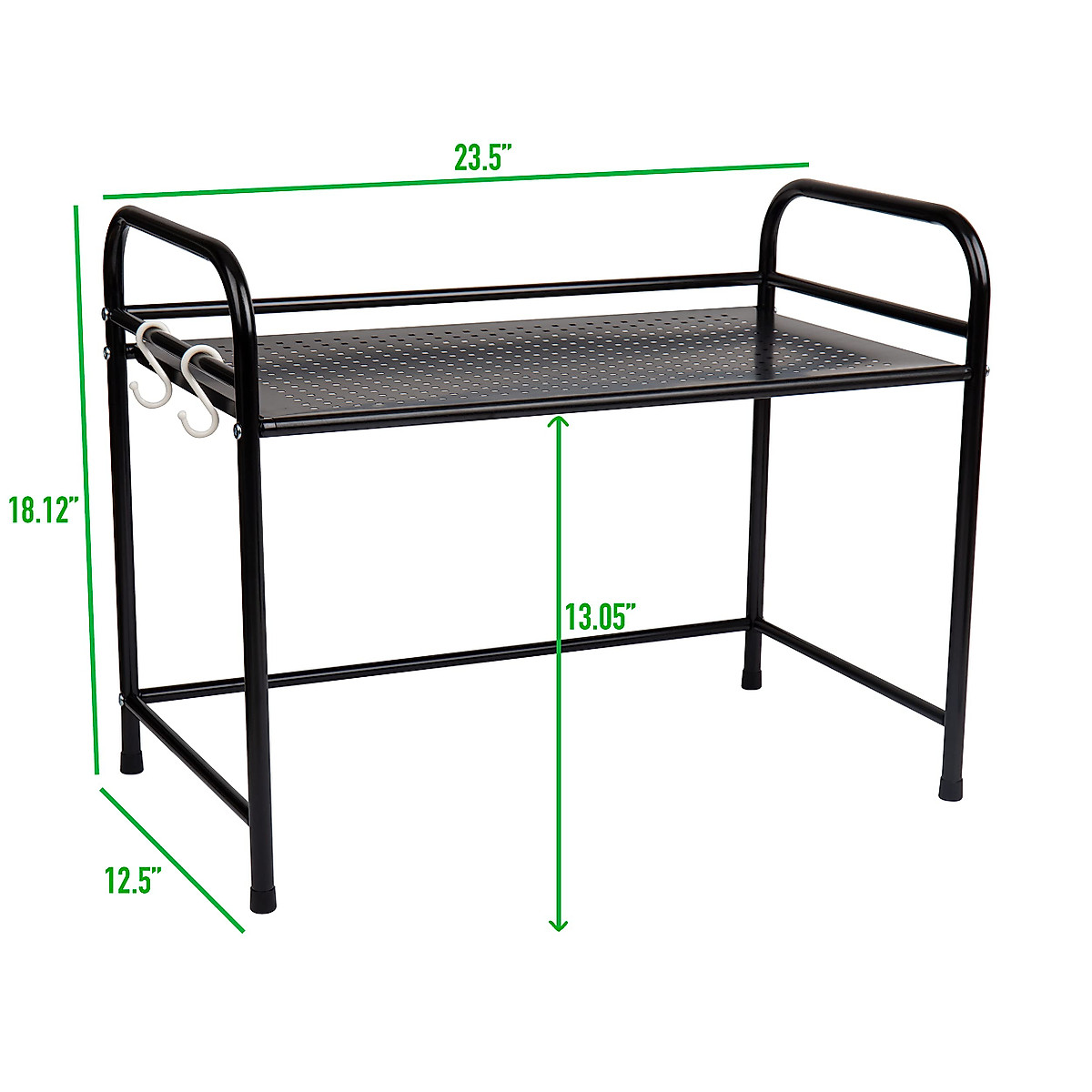 Mind Reader Microwave Oven Rack Shelf Unit for Kitchen Utensils, Towels, Mits, and More, Black 11 x 29 x 21