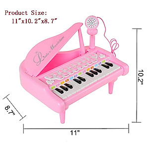 Piano Keyboard Toy for Kids, Honor-Y 3-6 Year Old Babies First Birthday Gift, 24 Keys Multifunctional Musical Educational Toy Piano for Toddler Boys Girls (Pink)