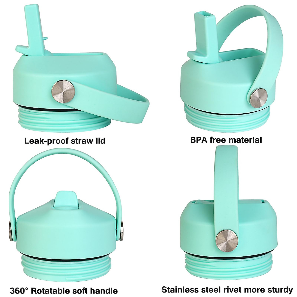 Straw lid for Yeti Rambler Water Bottle 18 26 36 64 oz, Replacement Cap Straw Cap for RTIC 18oz 26oz 36oz, Lid with Straw and Brush and Flexible Handle ﻿