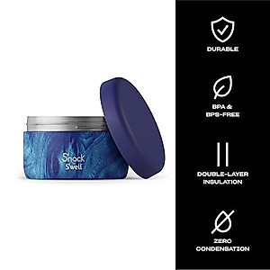 S'well S'nack Stainless Steel Food Container, 10 Oz, Azure Forest, Double-Layered Insulated Bowls, BPA-Free