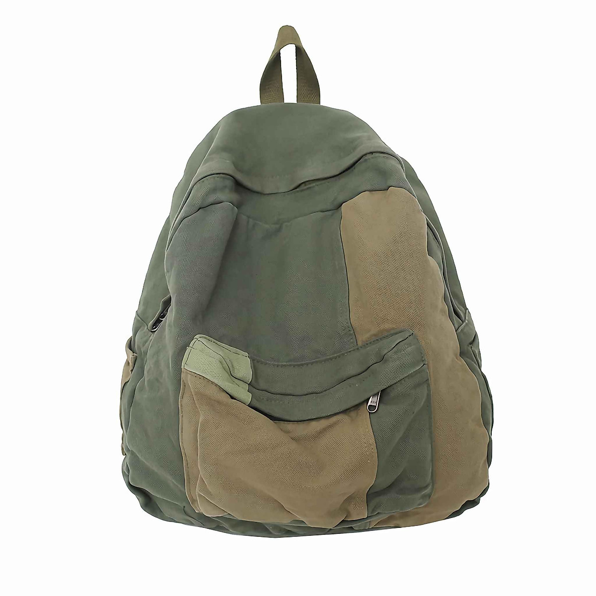 Lefe Liee vintage aesthetic canvas backpack for women men, hippie green small rucksack boho grunge bags, hemp lightweight day pack, casual daypack sage green japanese high y2k backpack