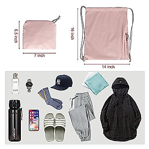 Lily queen Drawstring Backpack Sports Gym Bag Swim Bag With Zipper Pocket (Pink)