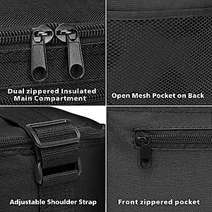 BuyAgain Lunch Bag, 600D Poly Small 6 Can Insulated Reusable Lunch Cooler Bag PEVA Water-resistant Lining for Women Men Adult Work, Black