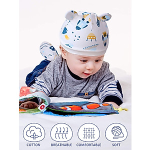 18 Pieces Newborn Cap Mitten Sock, Including 6 Pieces Newborn Hats, 6 Pairs Baby No Scratch Mittens Gloves and 6 Pairs Infant Socks for 0-6 Months Unisex Baby Boys Girls Set Multicoloured