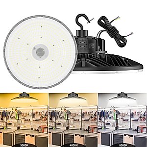 UFO LED Low Bay Light 4000K 80W 100W 150W 21,000Lumen 3000K Highbay UFO Lights for Workshop Garage Warehouse Lighting Fixture DLC UL Listed AC100-277V Input, 5000K High Bay LED Shop Lights Diammable