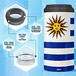 UNILYLY Personalized Uruguay Soccer Can Cooler Stainless Steel Custom Name Thermal Cup Boys National Sports Team Gifts For Fan Slim Cans Beer Bottle Holder Insulated Drink Tumbler