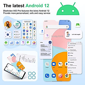 Blackview Unlocked Cell Phones, A53 Unlocked Phones(2023), 7GB RAM+32GB ROM/1TB Expand Unlocked Android Phones, 10W Fast Charge 5080mAh Battery, Android 12, 6.5" HD+ Display, 12MP Camera, Face Unlock