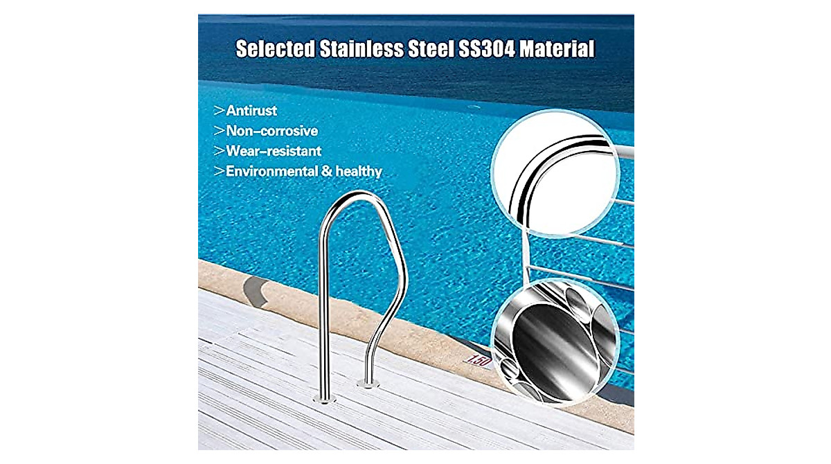 BTZHY 304 Stainless Steel Pool Handrail - Easy Mount, Safe