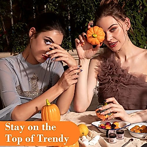 AZUREBEAUTY Dip Powder Nail Kit Starter, Orange Brown Glitter, 4 Fall Pumpkin Maple Dark Colors Set, French Halloween Nail Art Base Top Coat Activator Essential Liquid Manicure DIY Salon 12 PCS