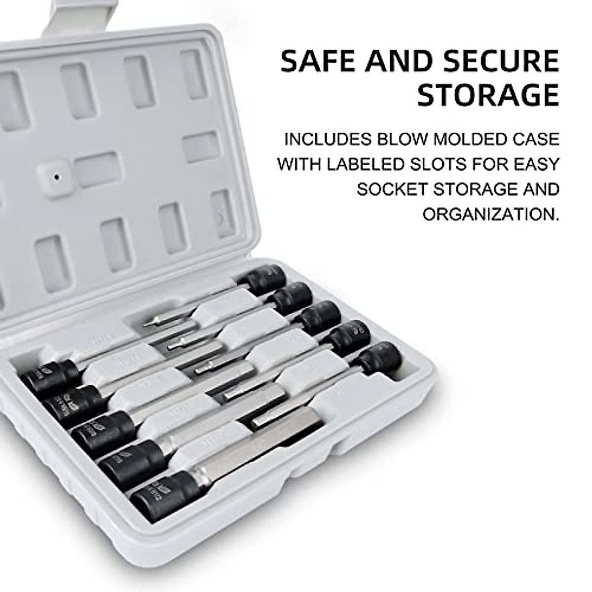 Extra Long Allen Wrench Hex Bit Socket Set (10 Pack) - Long 6" Hex Bit in 3/8" Drive Sizes: 1/16", 1/8", 5/32", 3/16", 7/32", 1/4", 5/16", 3/8", 7/16", 1/2"