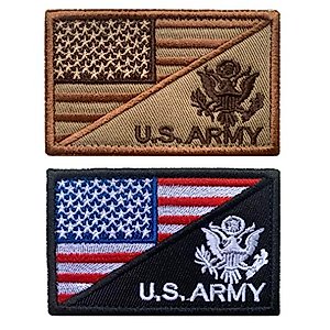 Antrix 2 Pcs American Flag/ Army Veteran US Armed Forces Embroidered Military Patches Hook & Loop Emblem Badge for Hats Backpacks Bags Jackets