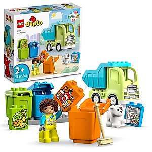 LEGO DUPLO Town Recycling Truck 10987 Building Toy Set, Learn through Play with This STEM Creative Birthday Gift for Toddlers, Boys, Girls Ages 2+, Comes with 3 Sorting Bins for Recycling