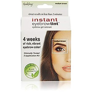 Godefroy Instant Eyebrow Color, Medium Brown, 0.18 ounces, 12-weeks of long lasting, 3-applications per kit, 3 Count (Pack of 1)
