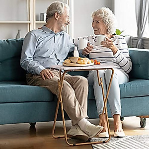 HUANUO Folding TV Tray Table -Stable Tray Table with No Assembly Required, TV Dinner Tray for Eating, Foldable Snack Tables for Bed & Sofa (Marbling)