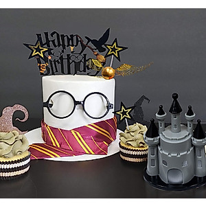 GallaRato 16 PCS Wizard Party Supplies Wizard Birthday Cake Decoration Wizard Birthday Party Favors Wizard Cake Topper Castle Cake Topper