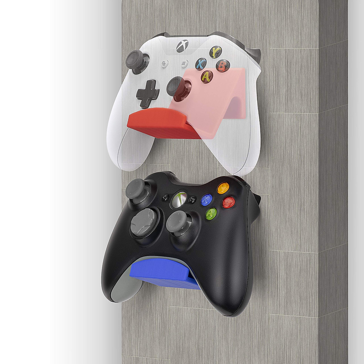 BRAINWAVZ [EOL] Game Controller Wall Mount Stand Holder (2 Pack) for Xbox ONE Switch PS4 STEAM PC Nintendo, Universal Game Controller Accessories - Red & Blue [EOL]