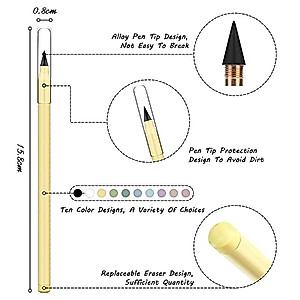 Ainiv 10 PCS Inkless Magic Pencil Everlasting Pencil Eternal with Macaron Eraser, Infinity Reusable Pencil for Writing Drawing with Extra 10 Erasers,Cute Morandi Pencils Home Office School Supplies