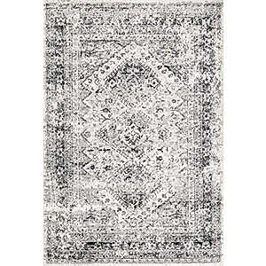 nuLOOM Madisson Vintage Faded Medallion Area Rug, 5x8, Silver