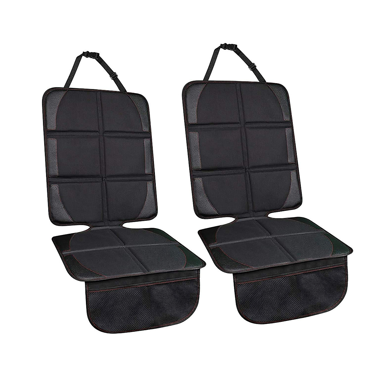 Tnarru Car Seat Protector Black Mayhour 2 Packs Waterproof Dust Resistant Child Baby Pet Leather Seats Cover with Thickest Padding and Non-Slip Backing Mesh Storage Pockets for SUV Sedan Truck (2pcs)