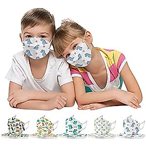 50 Pack Kids KF_94 FaceMásks Disposable with Cartoon Designs, 4-Ply 4D Printed Breathable FaceMásk for Boys Girls School (MultiColor_6)