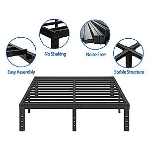 Woozuro King Bed Frame, 12 Inch Heavy Duty Metal Platform Bed Frame No Box Spring Needed, Reinforced Steel Slats Support Mattress Foundation, Easy Assembly, Noise Free, Black