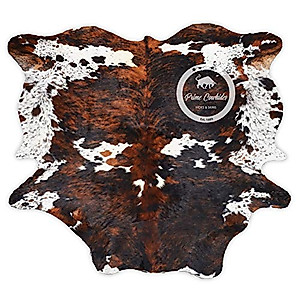 Cowhide Rug Tricolor Genuine Hair on Hide Size: X-Large (6ft x 7,5ft) (180cm x 225cm)