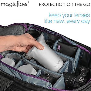 MagicFiber Microfiber Camera Lens Pouches (3 Pack) Ultra Soft Bags with Built-in Cloth for Cleaning and Storing Camera Lenses