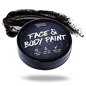 Water Activated SFX Face and Body Paint - Black Face Paint, Special Effects Makeup 18g Cake Tub - Pretend Costume and Dress Up Makeup - Great For Halloween Party and Cosplay by Splashes & Spills