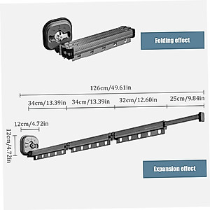 Tri Folding Clothing Rack Suction Cup, Upgraded 3-Fold Retractable Clothes Drying Rack with Suction Cup Clothes Laundry Hanger with Extension Pole Wall Laundry Drying Rack (White, One Paragraph)