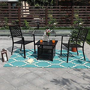 PHI VILLA 22'' x 22 '' Outdoor Umbrella Side Table Stand Patio Bistro Table with Umbrella Hole，Black