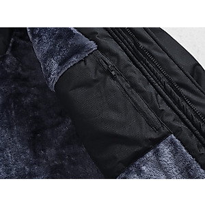 BASUDAM Men's Winter Coat Fleece Lined Waterproof Parka Shell Insulated Snow Ski Jacket Black XL