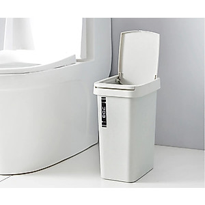 Plastic Garbage Can 3 Gallon Small Wastebasket Narrow Garbage Can with Lid Rectangle Trash Can for Kitchen, Bathroom, Bedroom, Home Office, Craft Room, Dorm Room, Powder Room (Navy blue)