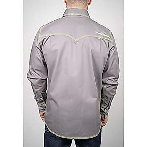 Western Welder Outfitting - Welding Shirt Western Style | Light Weight Tripled-Stitched Welding Shirts, Relaxed Fit (L, Gray/Green)
