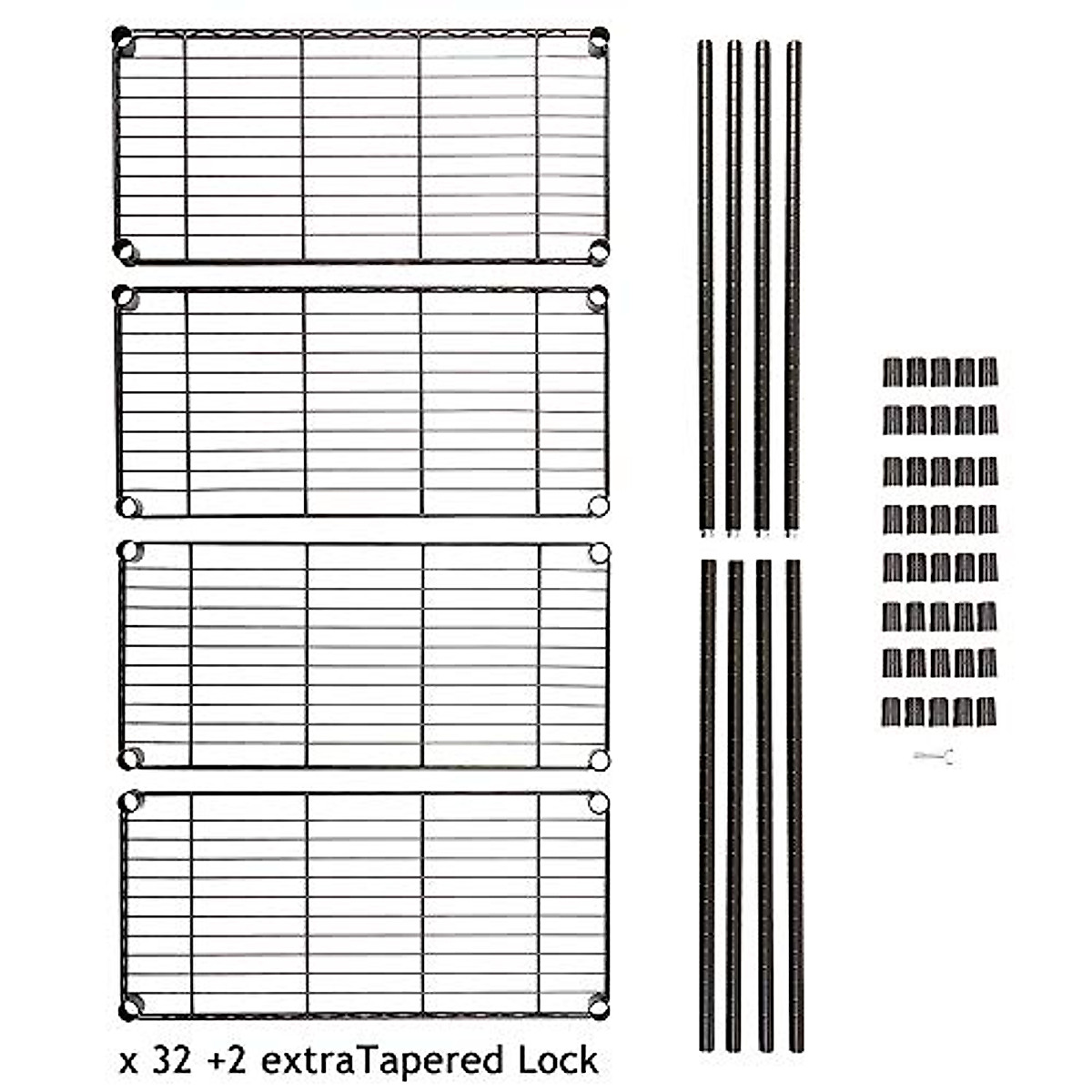 Metal Shelves for Kitchen Storage 4 Tier Shelf Wire Shelving Unit Black Wire Shelf Organizer Multifunctional Adjustable Durable Space Saving Wire Rack Storage Shelves for Home and Commercial Storage
