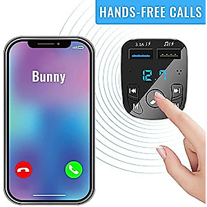 Car Bluetooth FM Transmitter, MP3 Player Transmitter Bluetooth 5.0 Wireless Handsfree 2 USB Charger Kit, Music Player FM Transmitter Wireless Radio Adapter Support SD Card USB Stick