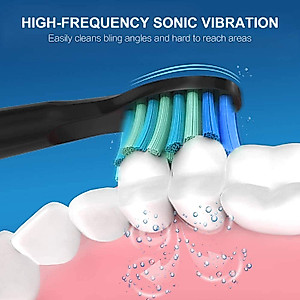 5pc Toothbrush Heads Compatible with Fairywill D7/D8/FW507/508, 551/917/959/D1/D3 (Black)