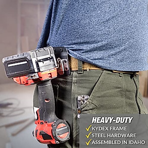 Holstery DriverMaster | Clip-On Tool Belt Drill Holder - Simple Hook Holster for Cordless Drill, Impact, Nailer, Tape Measure, or Any Tools with Hanger Clips