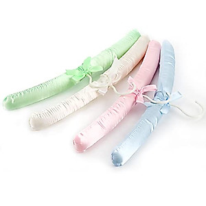 Tosnail 12 Pack Satin Padded Hangers Foam Padded Hangers Dress Hangers - Pink, Blue, Green, Ivory