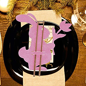 ABOOFAN 8pcs Easter Bunny Utensil Cutlery Holder Pouch Bags Rabbit Silverware Sleeve Fork Spoon Pocket Easter Table Decoration for Holiday Spring Easter Party Favor Pink