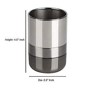 nu steel (Set of 4 Triune Bath Accessory Set in 3-Tone Shiny Gray Stainless Steel for Bathrooms & Vanity Spaces