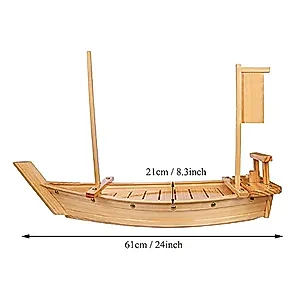 BIPEGE Wooden Sushi Boat Serving Tray, 24 Inch Sushi Plate for Restaurant or Home, Large Size Sushi Tray Serving Boat Plate for Restaurantware (61cm/24inch)