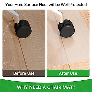 100pointONE Large Chair Mat for Hardwood Floors - 53 x 45 Inches Heavy Duty Large Office Floor Mats for Computer Desk, Easy Glide Floor Protection Mats for Rolling Chairs (45'' x 53'' with Lip)