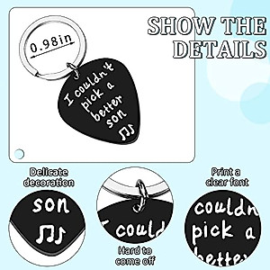 Guitar Pick Son Keychain Gift from Mom Dad I couldn’t Pick a Better Son Keychain Cute Funny Mini Adult Key Ring Special Engraved Charm Pendent Men Present for Birthday Christmas Gift