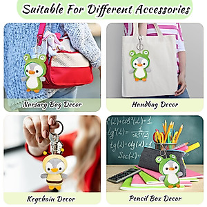 Hinly Cute Penguin Keychains 2 Pieces Stuffed Penguin Plush Pendant Small Frog Bee Stuffed Animal 5 Inch Mini Penguin Toys for Backpacks Accessories Kids Birthday Party Favors, Green and Yellow