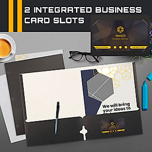 Two Pocket Portfolio Folders, 50-Pack, Black, Letter Size Paper Folders, by Better Office Products, 50 Pieces, Black